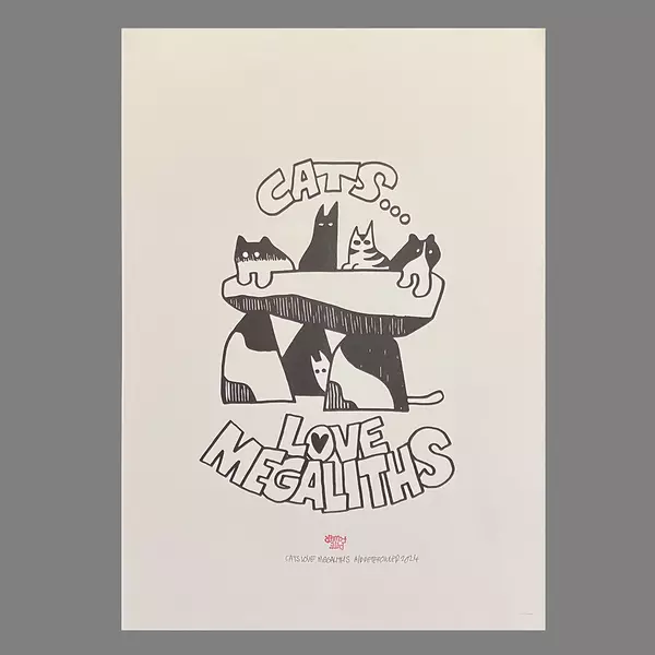 Cats Love Megaliths riso print - Pete Fowler Shop