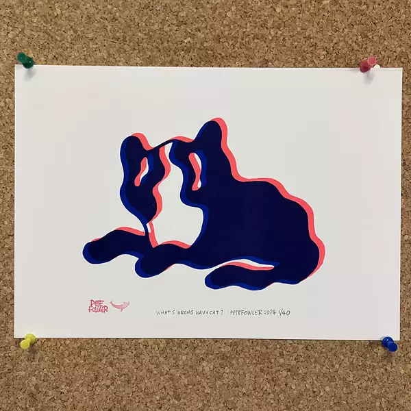 Pete Fowler Wavy Cat A4 riso print - Pete Fowler Shop